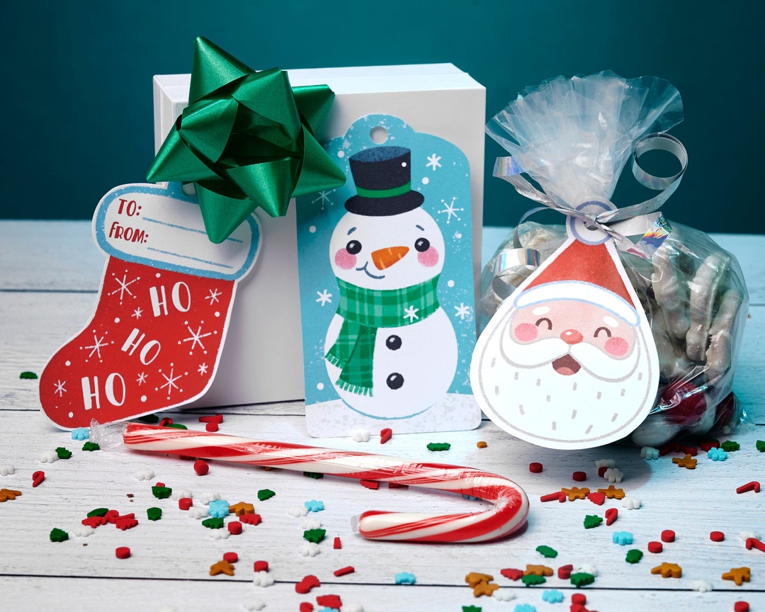 Printable Christmas Gift Tag Set | Santa, Snowman, and Stocking | Cute ...