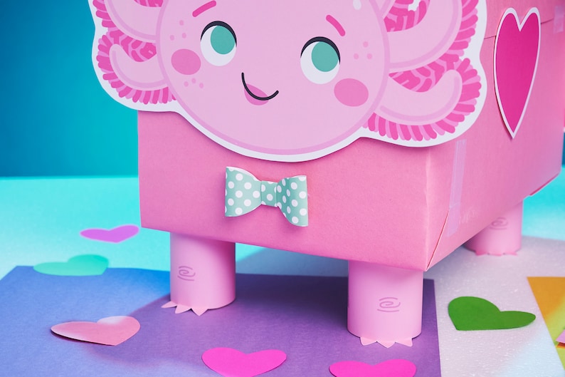 Axolotl Valentine Box Kit Printable DIY Mailbox for - Etsy