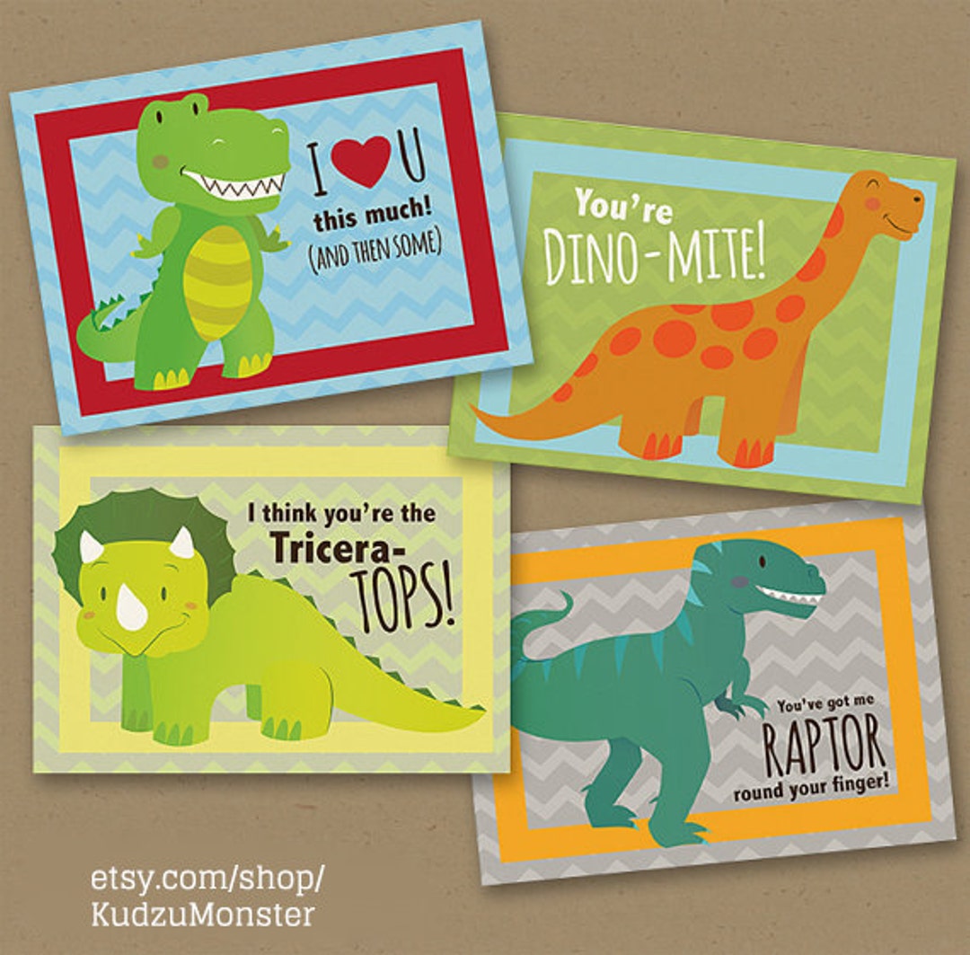 INSTANT DOWNLOAD Printable Classroom Valentines Dinosaur Funny Boy ...