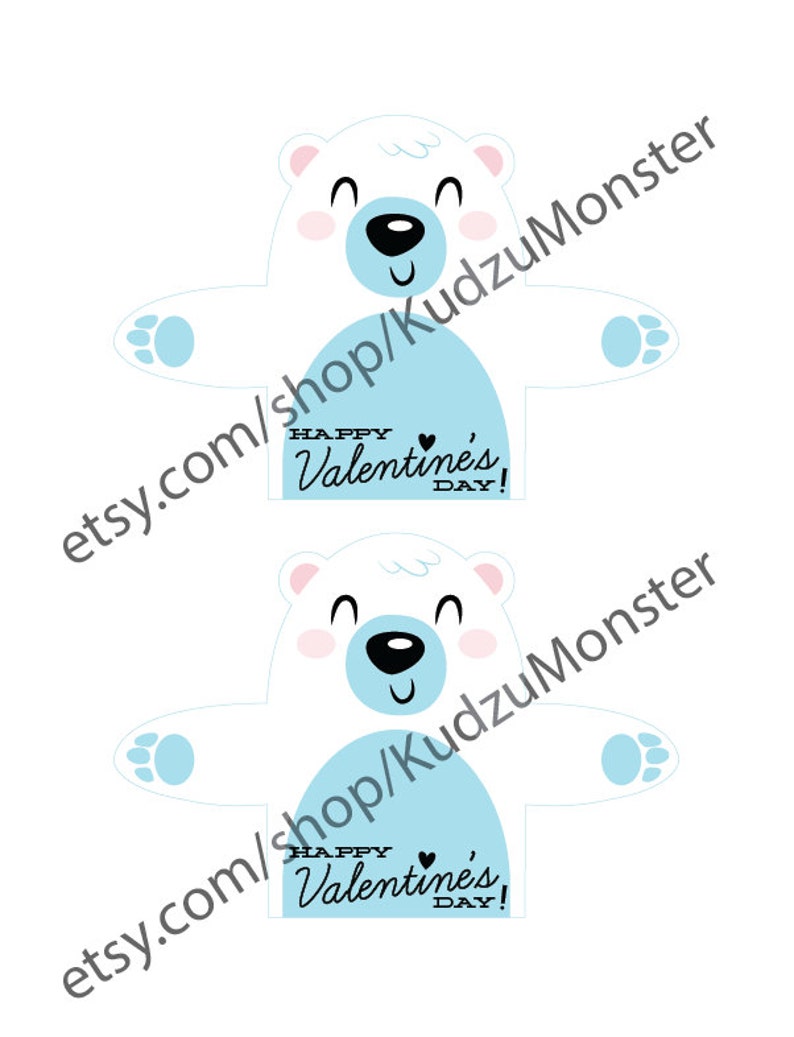 Polar Bear Classroom Candy Holder Valentines Cute Animal Hug Individual ...