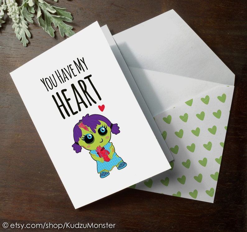INSTANT DOWNLOAD Cute Zombie Girl Walking Dead You Have My Heart Funny ...
