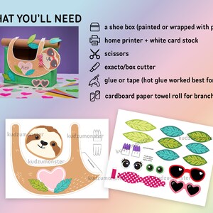 Sloth Printable Box Kit | DIY Valentine Box Decor Kit for Valentine's ...