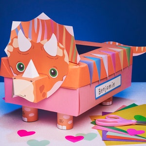 Triceratops Valentine Box Kit | Printable Dinosaur Mailbox for ...