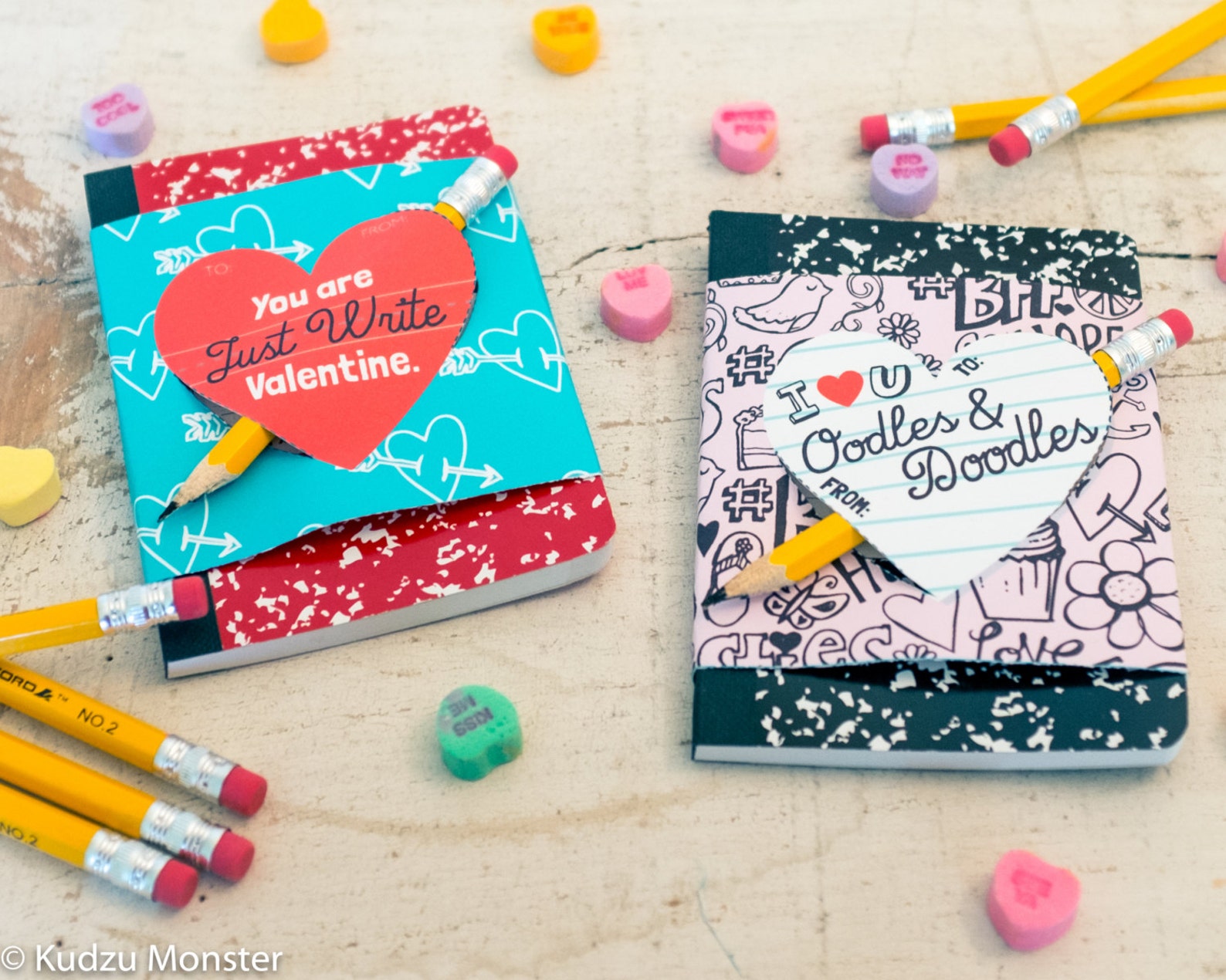 Notebook and Pencil Valentine Printable Composition Note Book Wrap Non ...