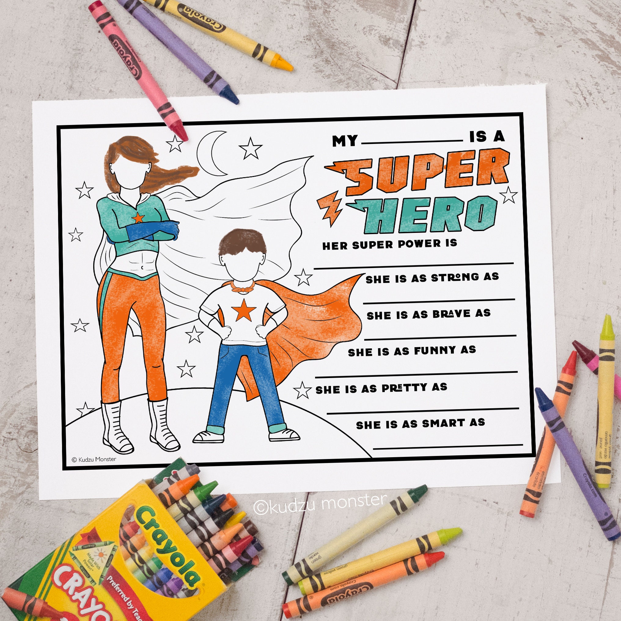 INSTANT DOWNLOAD Printable Super Mom Mother's Day Coloring - Etsy