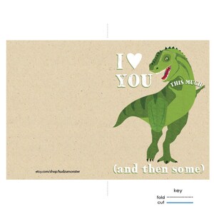 Funny Printable Dinosaur I love you this much big head little | Etsy