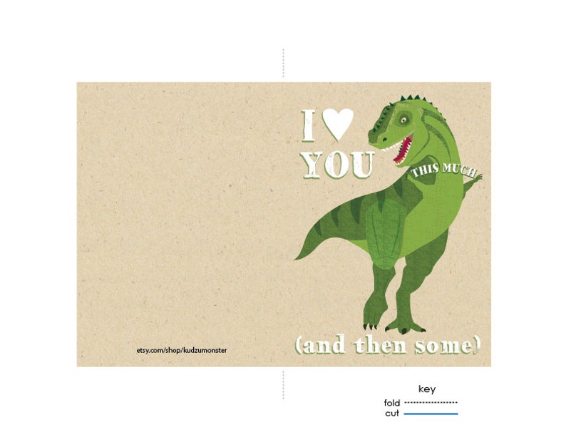 Funny Printable Dinosaur I love you this much big head little | Etsy