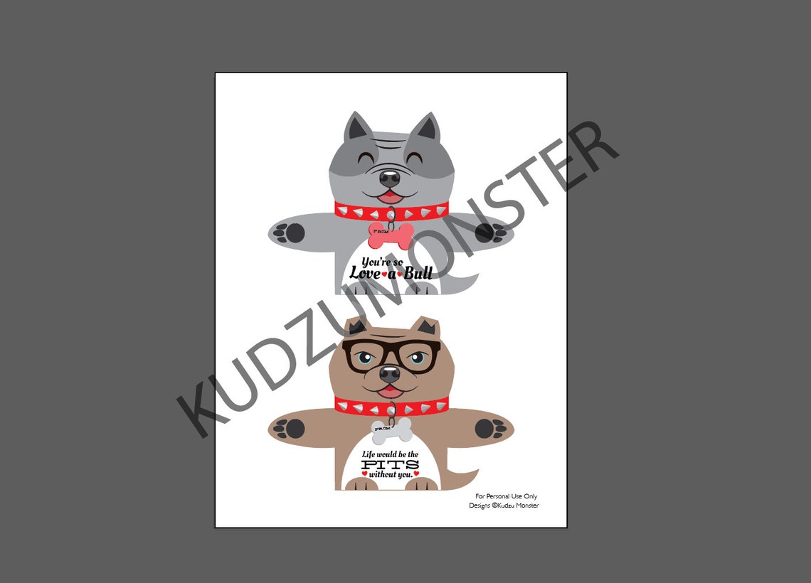 Pitbull Puppy Classroom Candy Holder Valentines Bulldog Pittie - Etsy