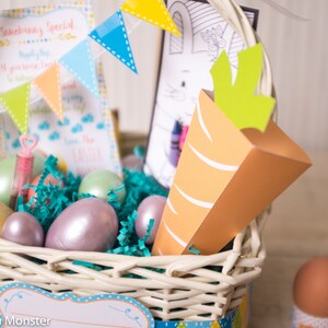 Printable Easter Basket Kit DIY Decoration Banner, Carrot Shaped Candy ...