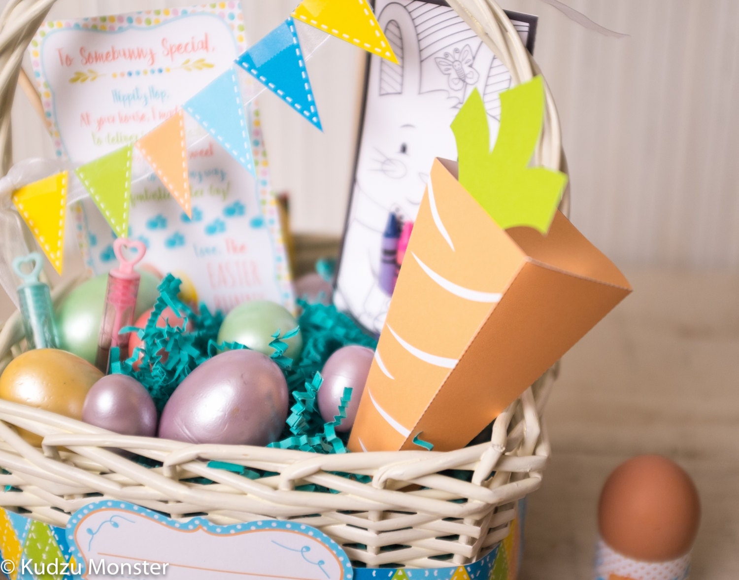 Printable Easter Basket Kit DIY Decoration Banner, Carrot Shaped Candy ...