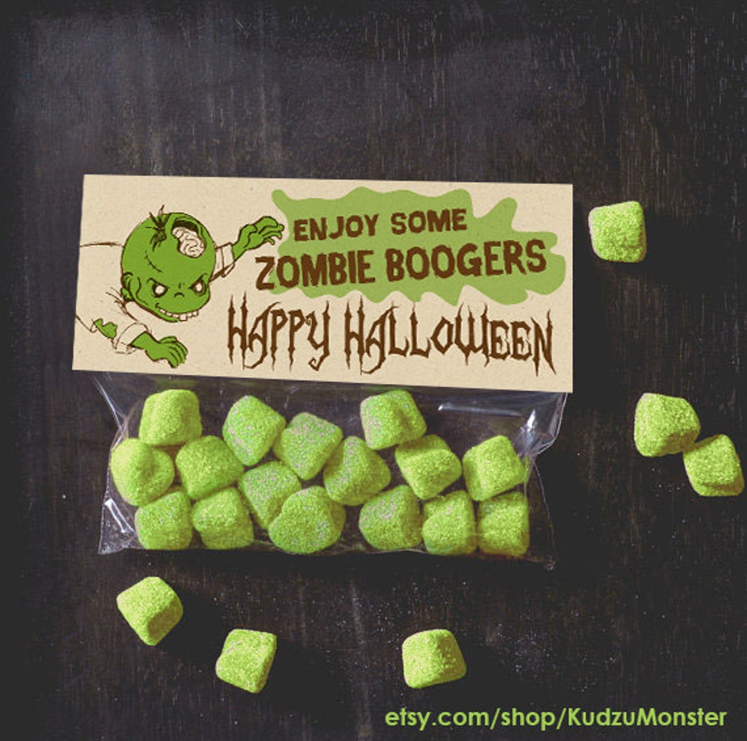 INSTANT DOWNLOAD Halloween Zombie Boogers Treat Topper Candy Bag Topper ...