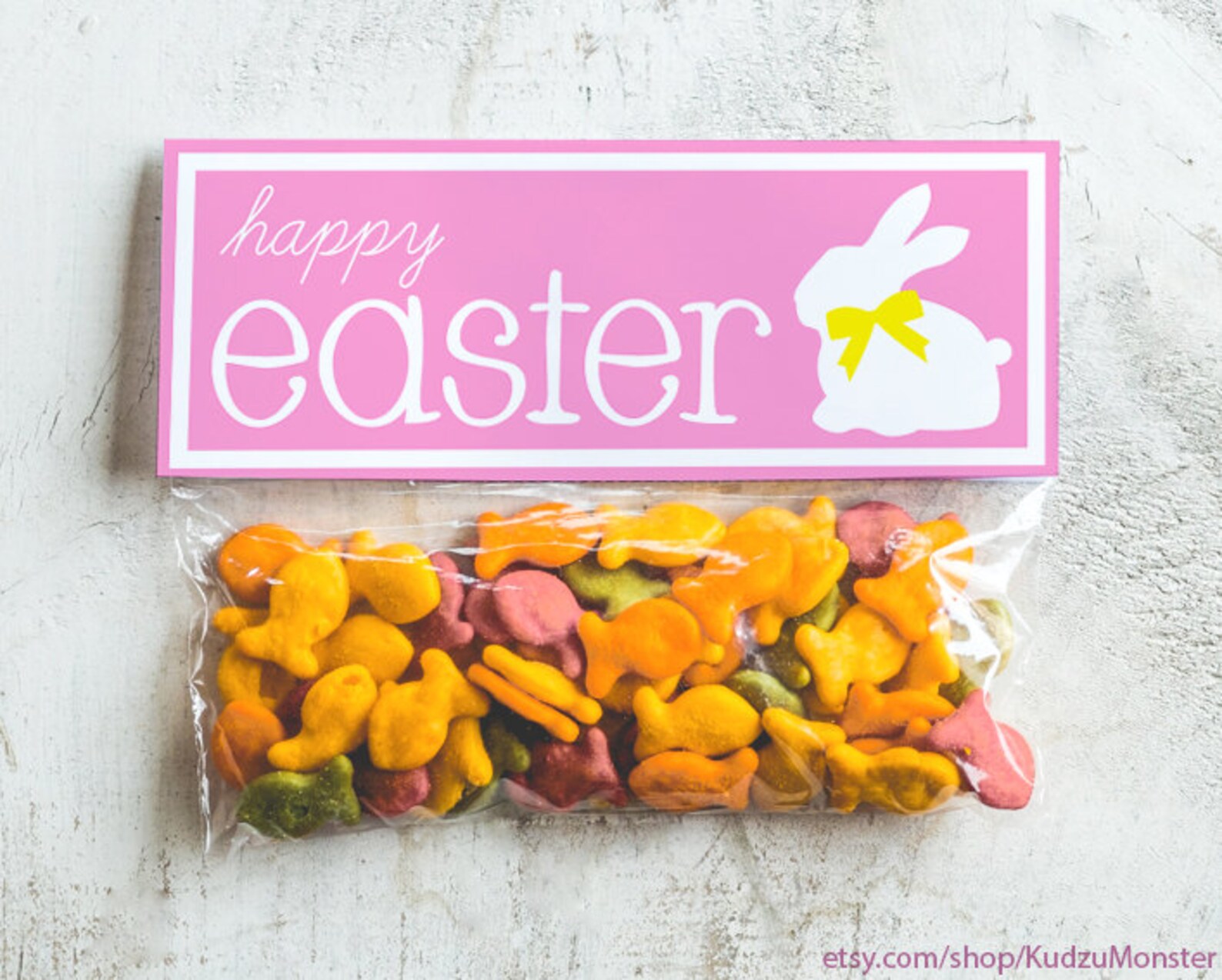 Printable easter bunny candy bag topper for plastic snack bag | Etsy