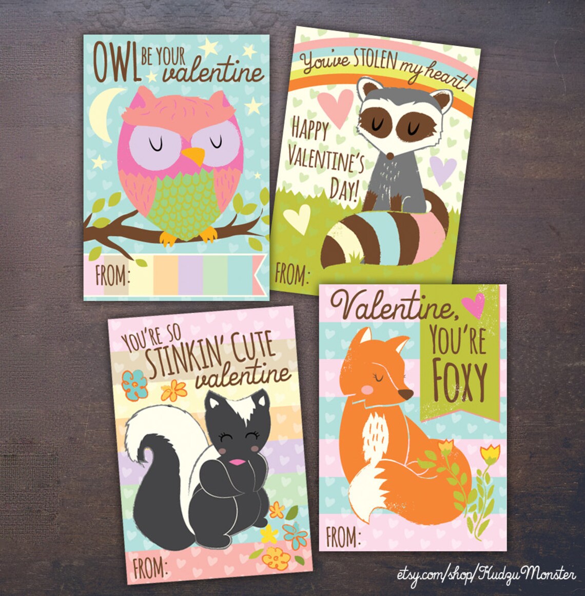 INSTANT DOWNLOAD Printable Classroom Woodland Valentines Cute - Etsy