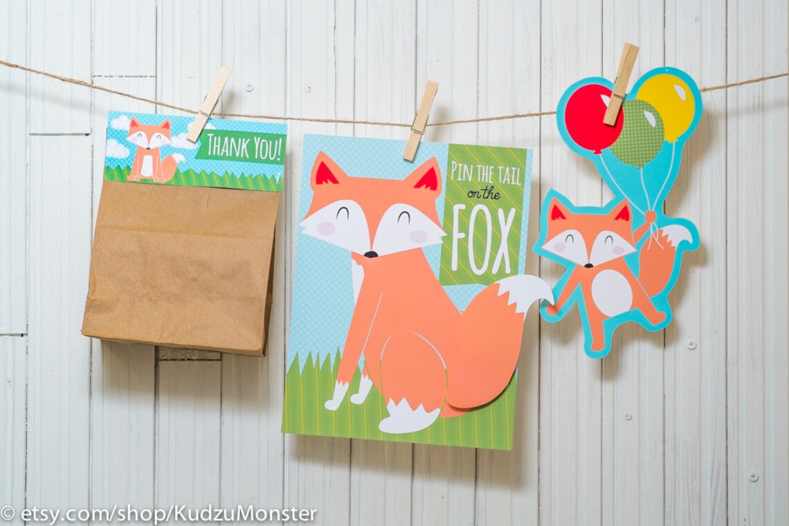 Fox Woodland Party Printable Decor Kit Fox Cupcake Topper Fox - Etsy