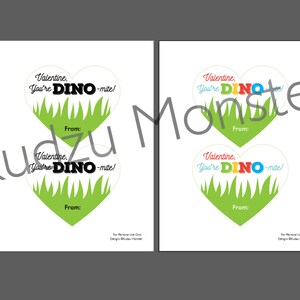 Printable Dinosaur Valentines Hearts for Small Dinosaur Toy or Dino ...