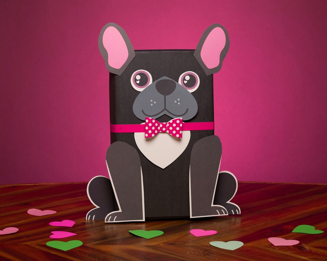 Black Frenchie Valentine Box Printable Decor Kit, Cute French Bulldog ...