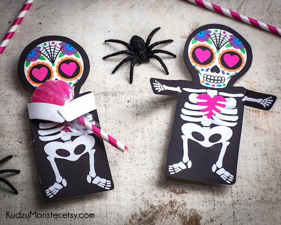 valentine Sugar Skull Day of the Dead printable coffin party favor ...