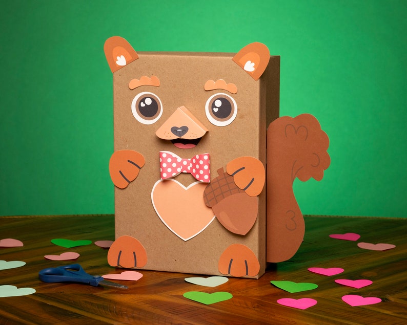 Squirrel Valentine Box Printable Decor Kit, Cute Woodland Valentine's ...