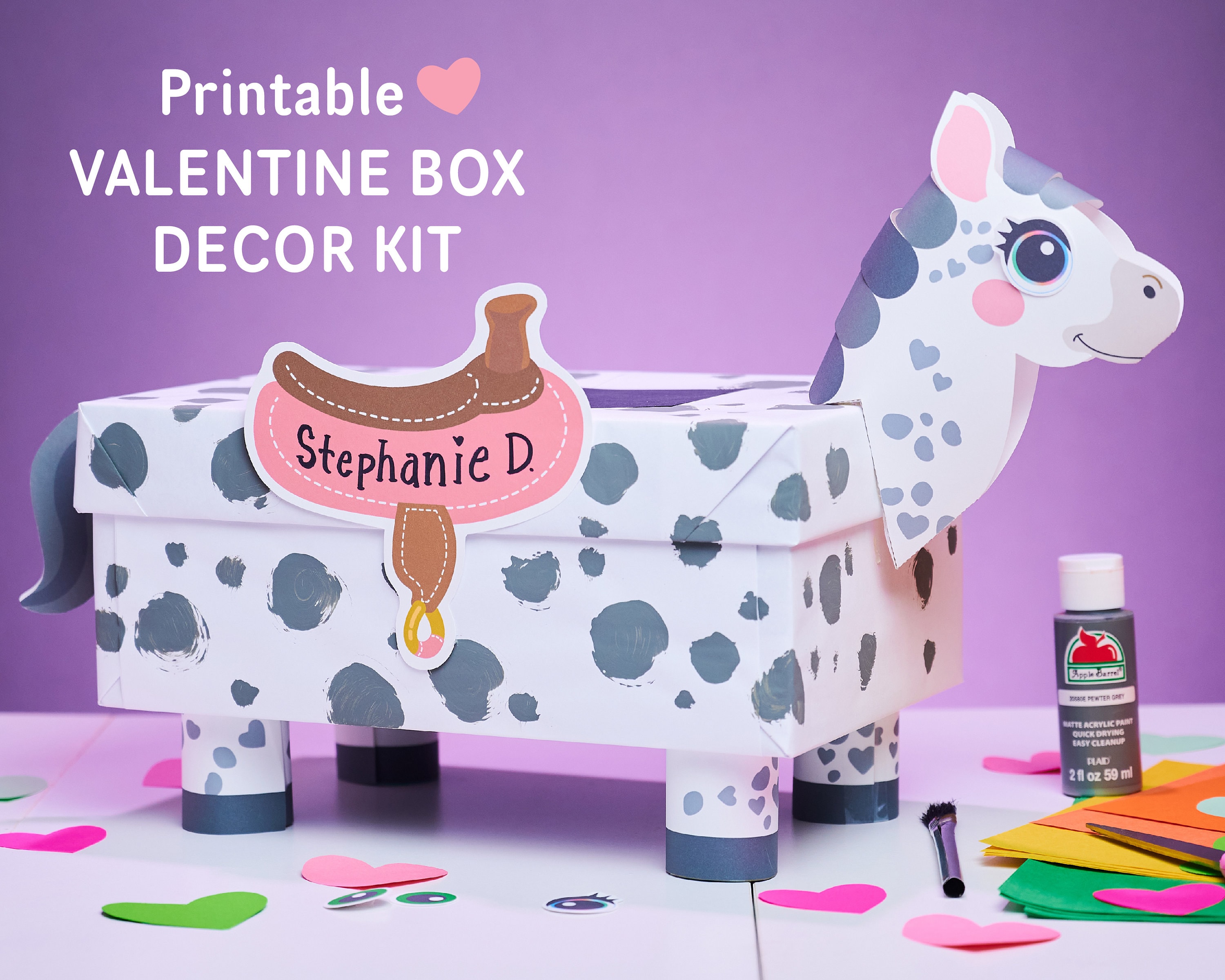 Horse Valentine Box Kit | DIY Printable Appaloosa Horse Box Kit for ...