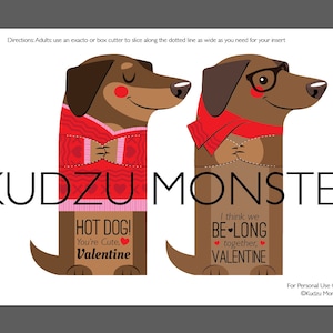 Weenie Dog Valentine Printable Dachshund Puppy Weiner Dog Non Candy ...