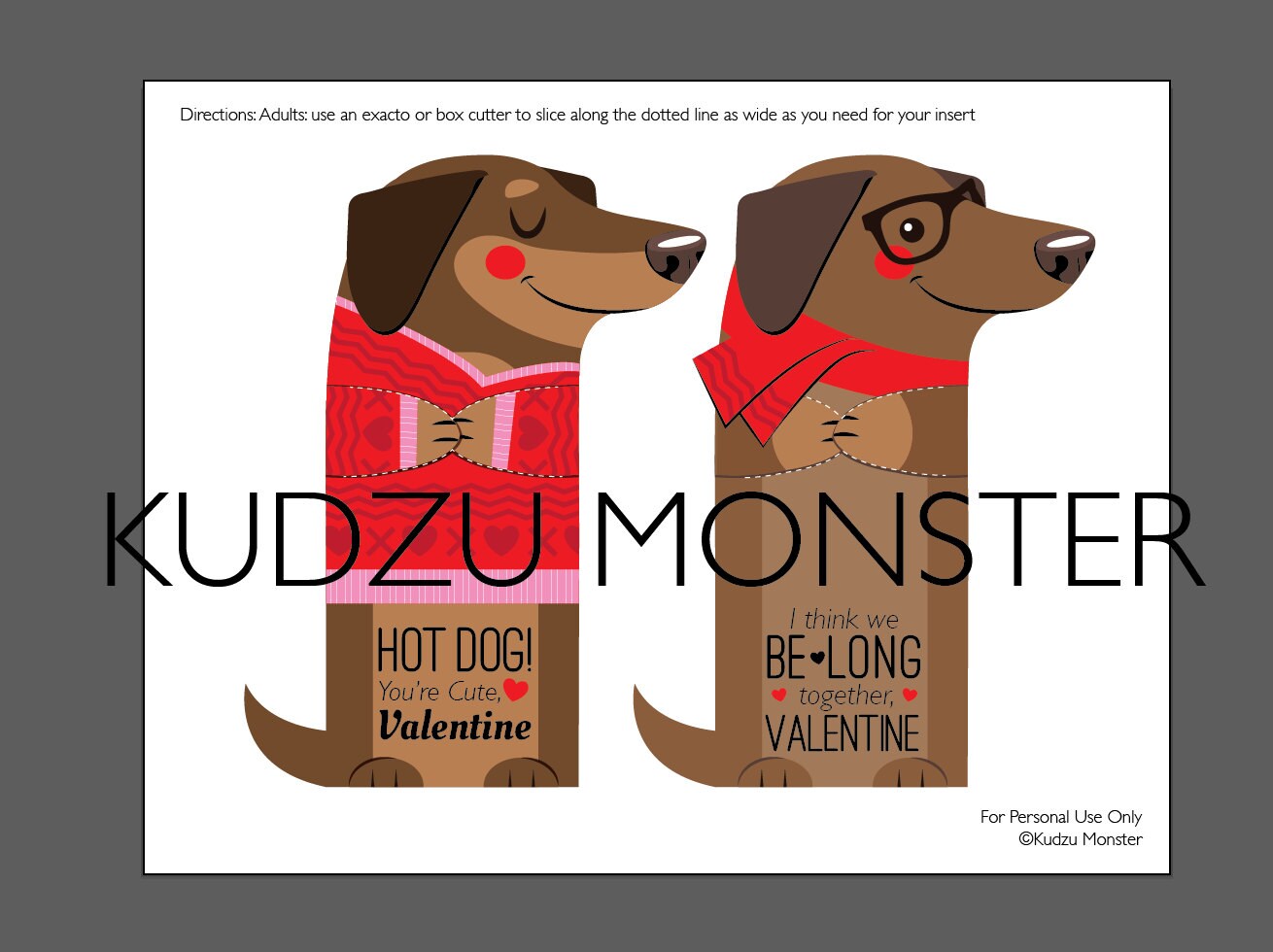 Weenie Dog Valentine Printable Dachshund Puppy Weiner Dog Non - Etsy