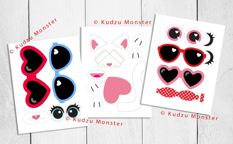 Cat Valentine Bag or Box Printable Decor Kit 3D Snout, Paws, Tail ...