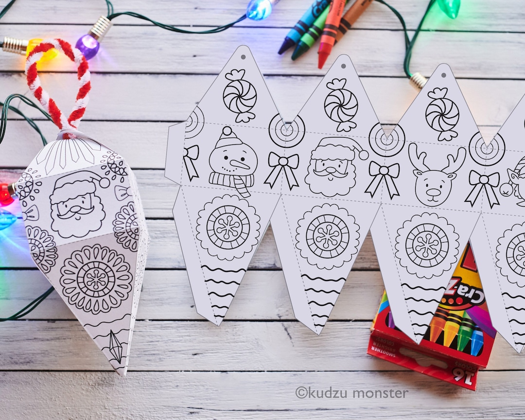 Coloring Christmas Ornament Activity Santa Snowman Reindeer Elf DIY ...