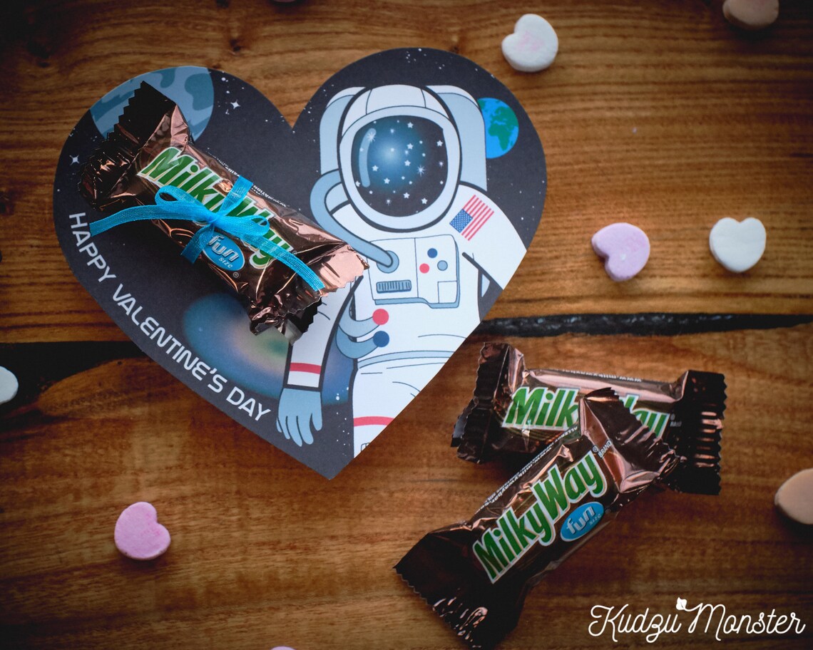 Valentines NASA Astronaut Milky Way Space Card Label INSTANT | Etsy