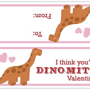 INSTANT DOWNLOAD Printable Cute Dinosaur Classroom Valentines Treat ...