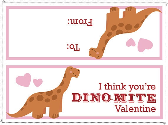 INSTANT DOWNLOAD Printable Cute Dinosaur Classroom Valentines - Etsy