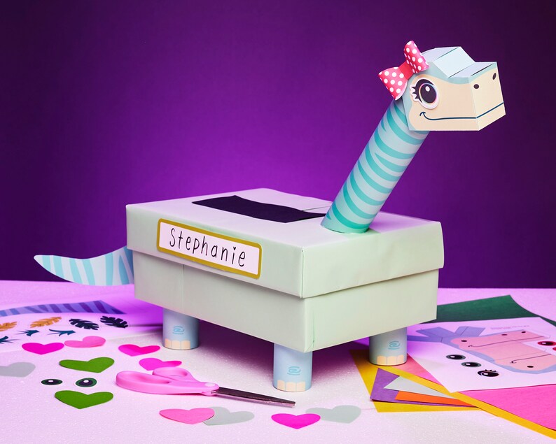 Brachiosaurus Valentine Box Kit | Longneck Dinosaur Printable Box Decor ...