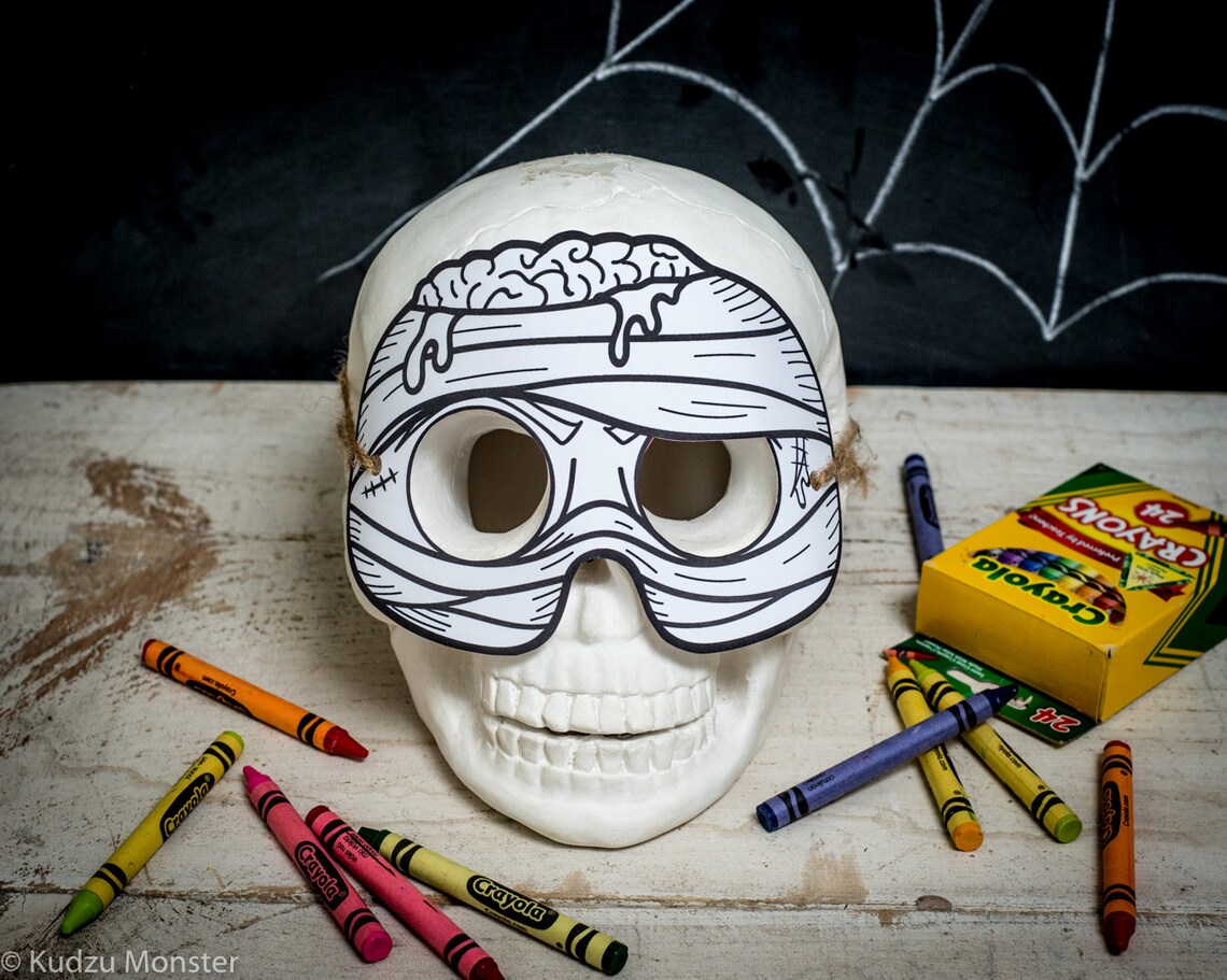 Halloween Printable Spooky Mummy Coloring Mask, Classroom Halloween ...