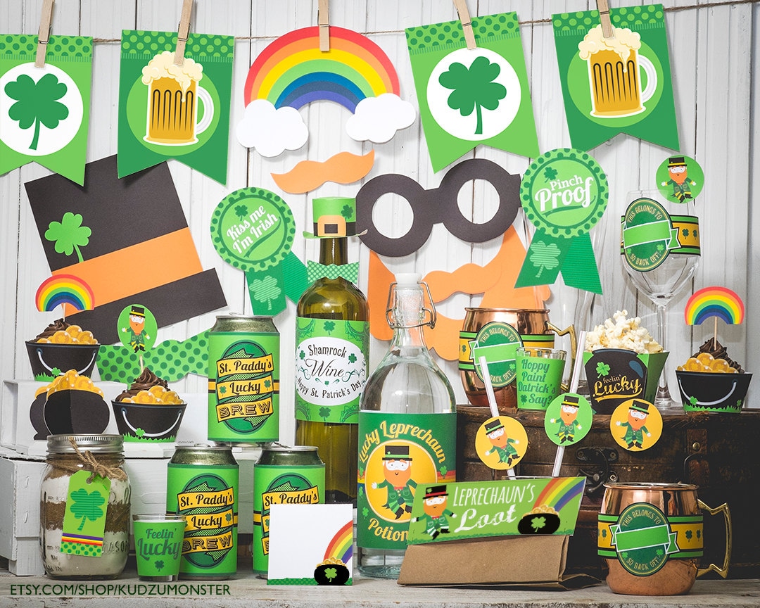 St. Patrick's Day Adult Party Printable Decor Kit Saint Patricks Day ...