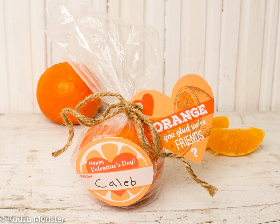 Printable Orange Valentine Tag Cutie Clementine Healthy Non Candy ...