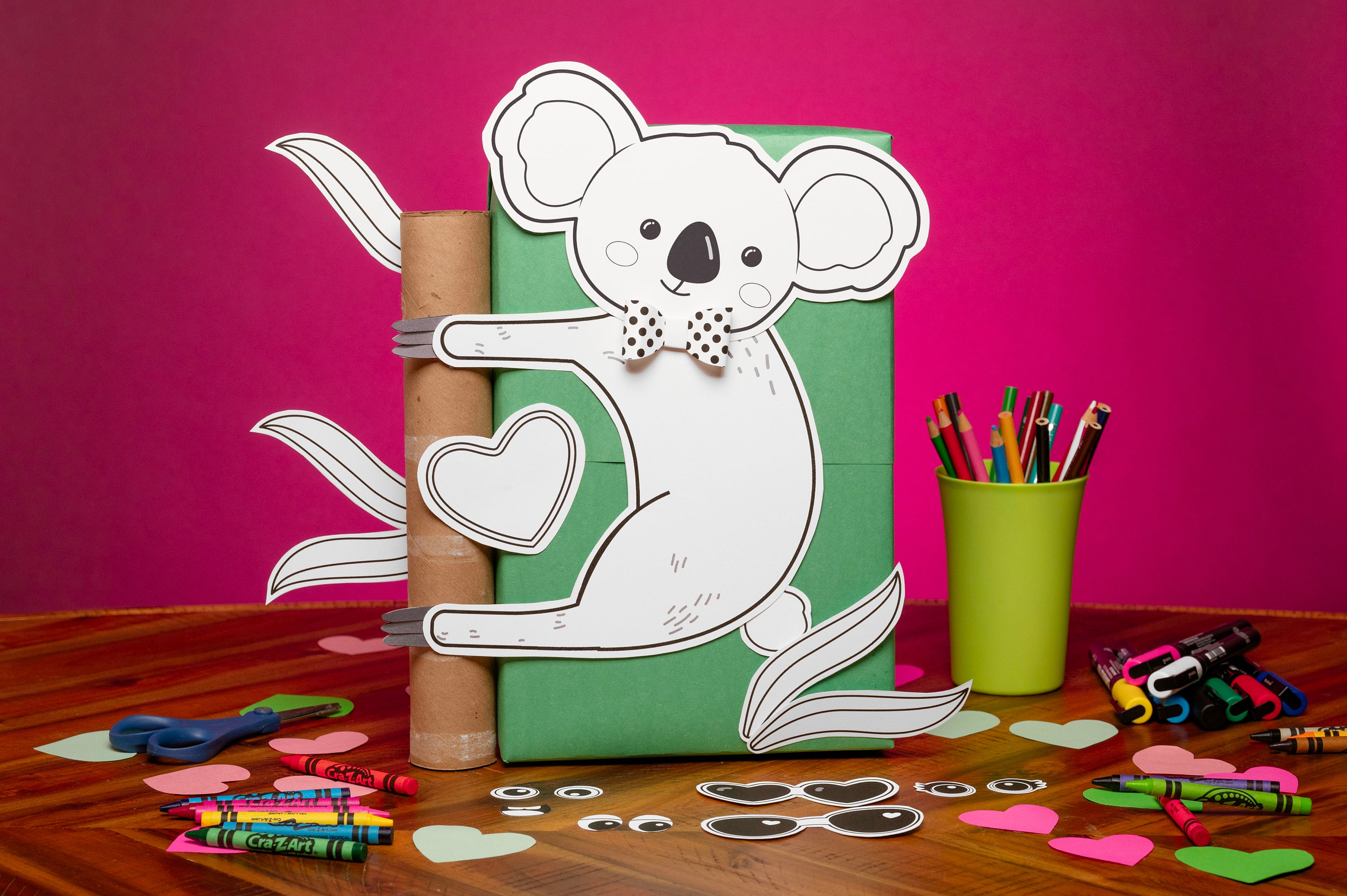 Koala Coloring Valentine Box Printable Decor Kit, Valentine's Mailbox ...