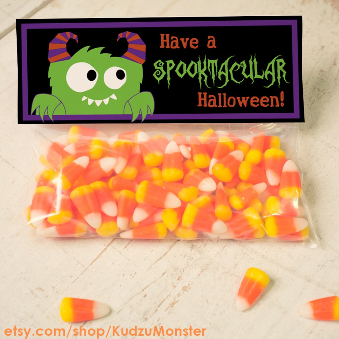 INSTANT DOWNLOAD Halloween Monster Treat Topper Candy Bag Topper Label ...