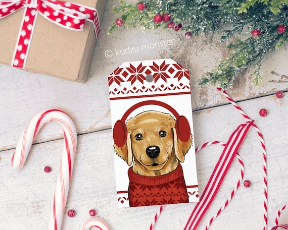 Golden Retriever Puppy Printable Holiday Dog Gift Tags - Instant ...