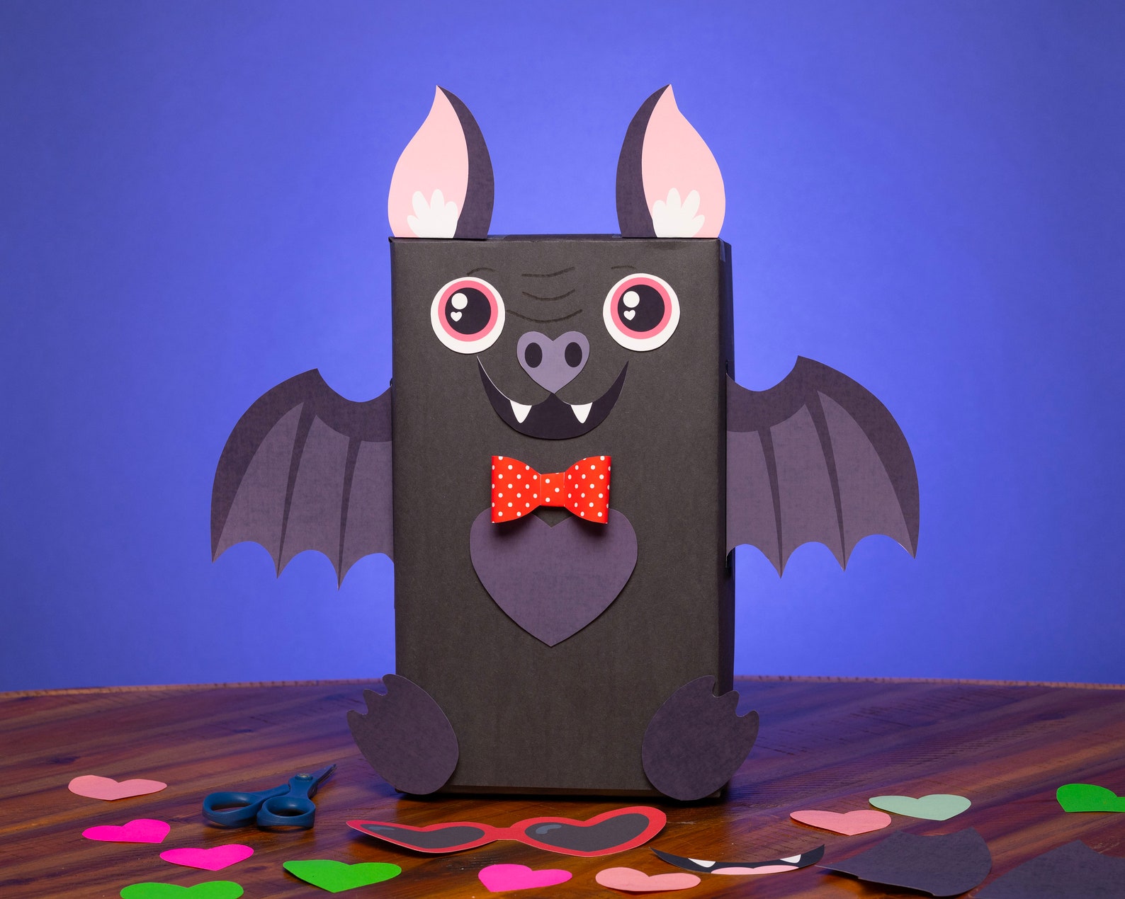 Bat Valentine Box Printable Decor Kit, Cute Animal Valentine's Mailbox ...