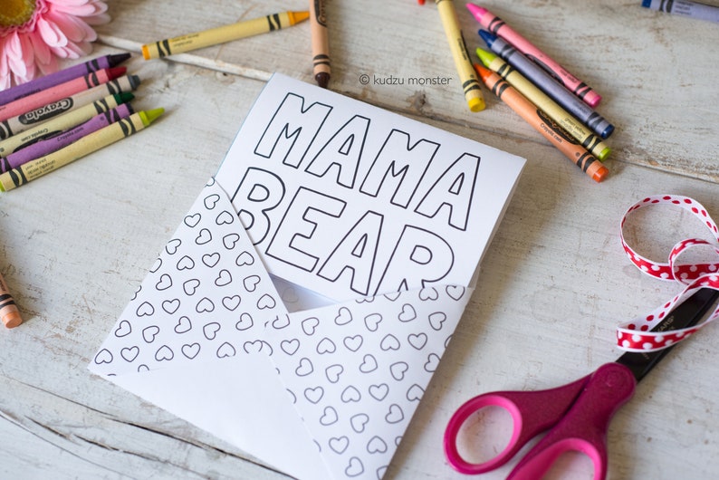 Coloring Mother's Day Pop up Card INSTANT DOWNLOAD Mama - Etsy