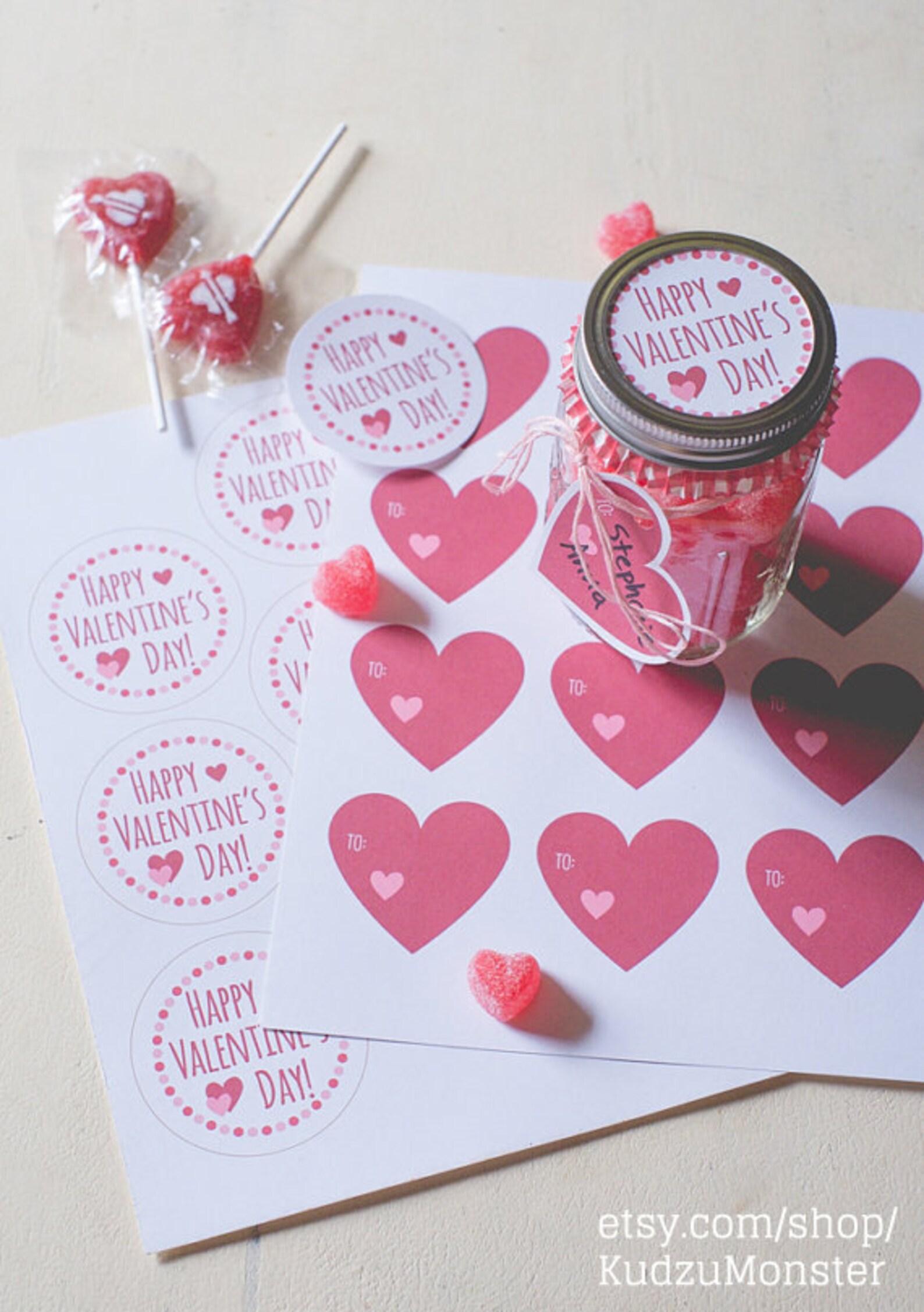 INSTANT DOWNLOAD Printable Cute Valentine Mason Jar Lid Label - Etsy