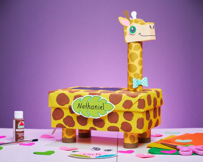Giraffe Valentine Box Kit | DIY Printable Box Decor Kit for Valentine's ...