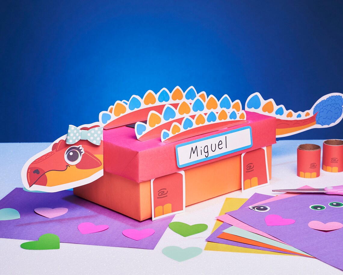 Ankylosaurus Valentine Box Kit Printable Dinosaur Mailbox - Etsy