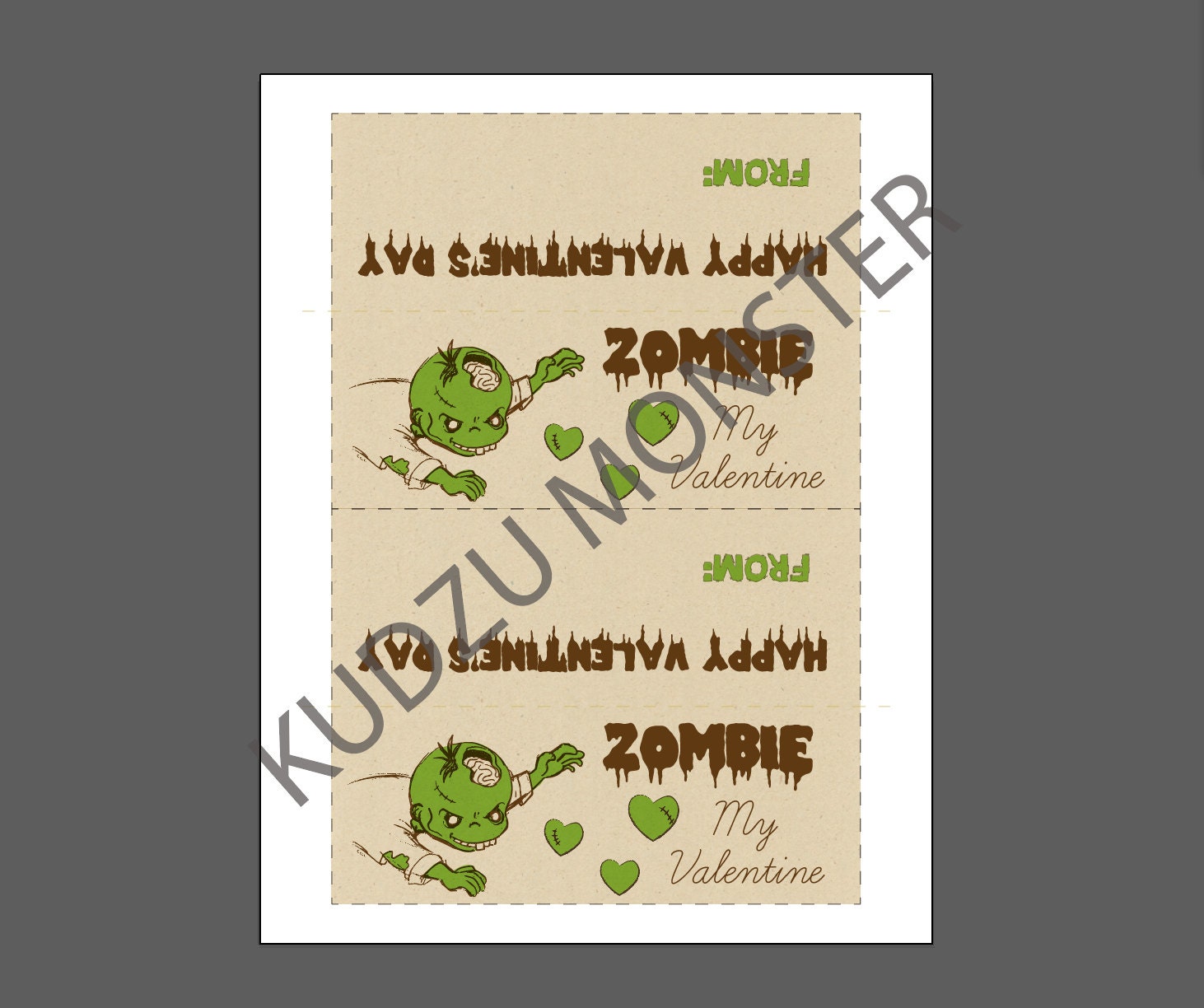 INSTANT DOWNLOAD Zombie Valentine Treat Toppers Zombie My | Etsy