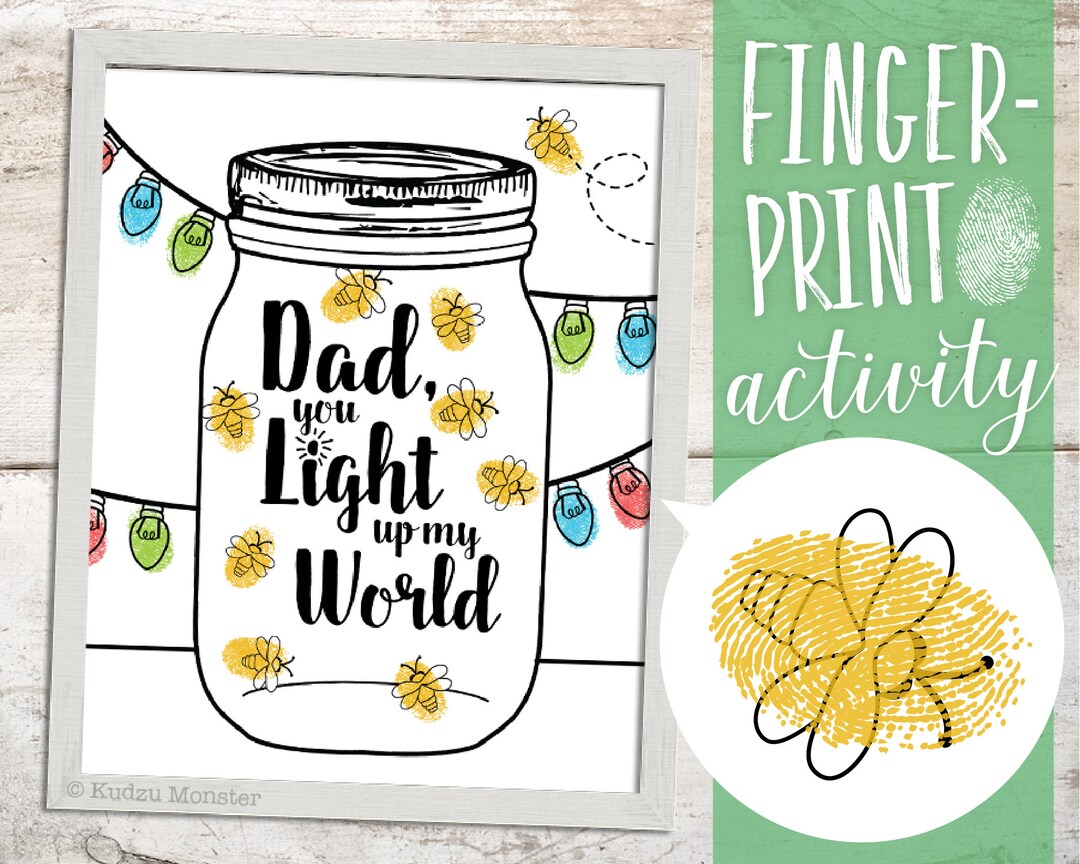 Finger Paint Art Father's Day Printable Lightning Bug Firefly DIY Kid's ...
