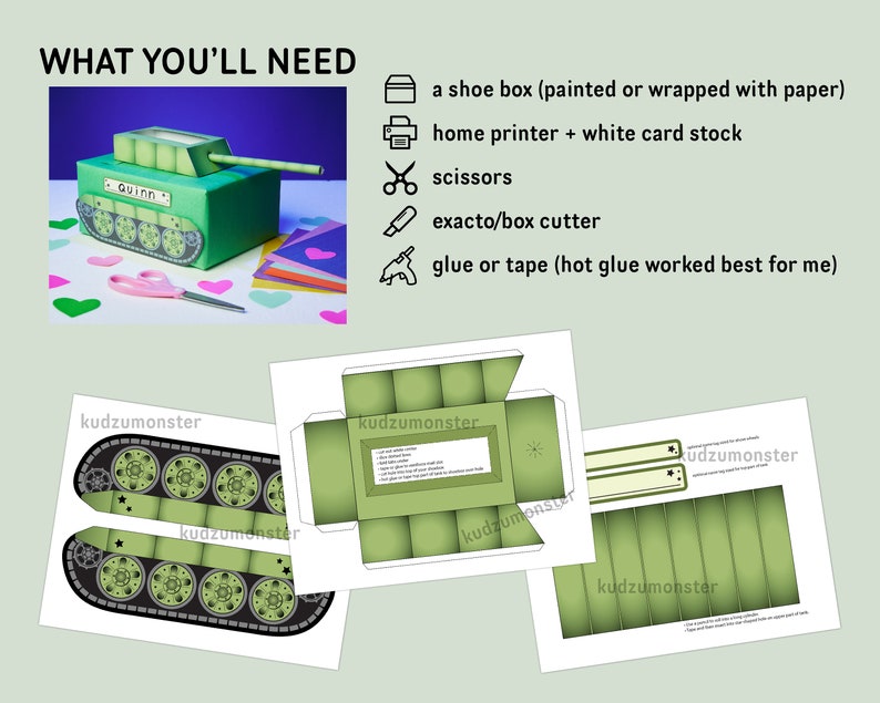 Tank Valentine Box Kit DIY Printable Box Decor Kit for - Etsy