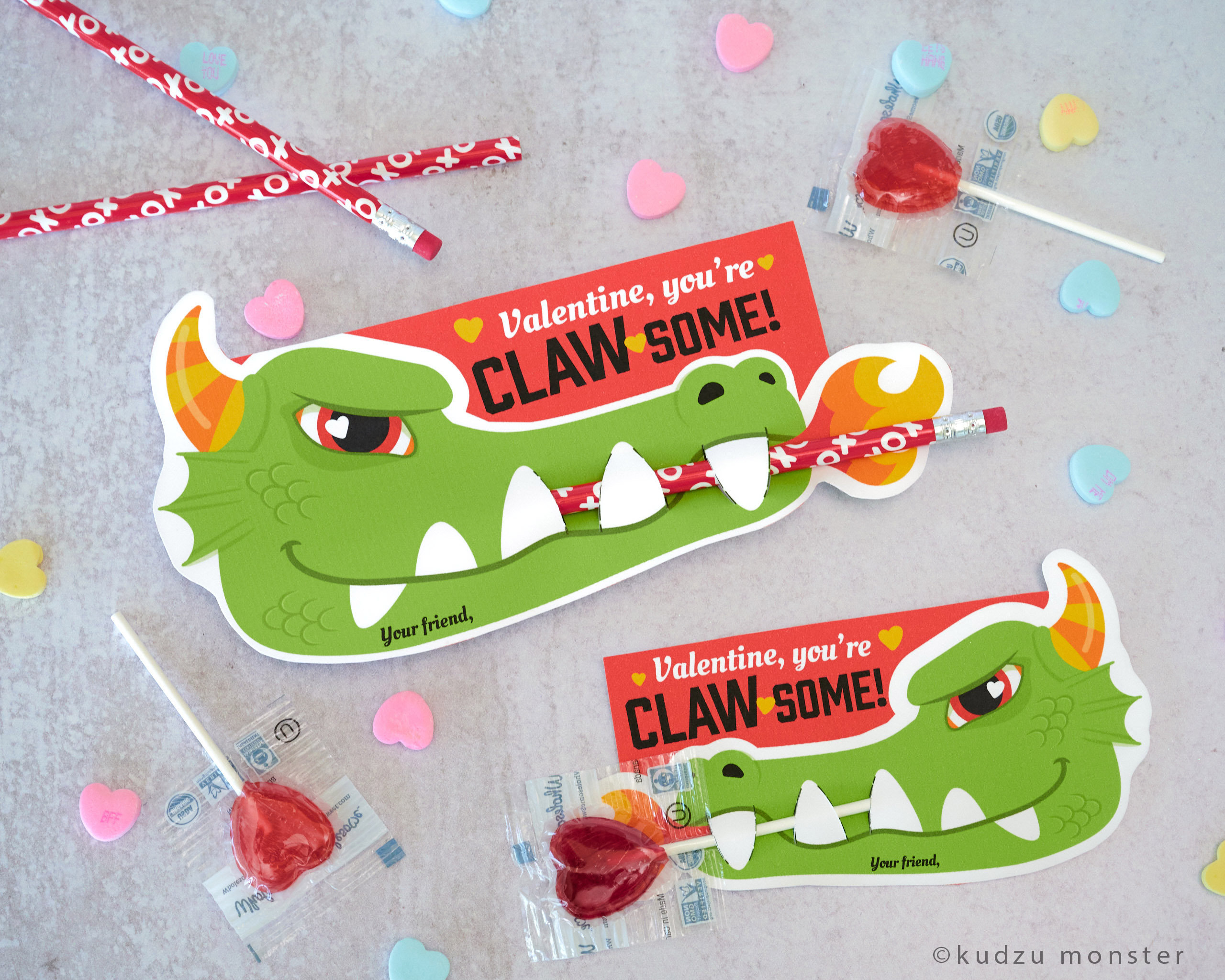 Dragon Valentines Printable DIY Instant Download Pencil or Lollipop ...
