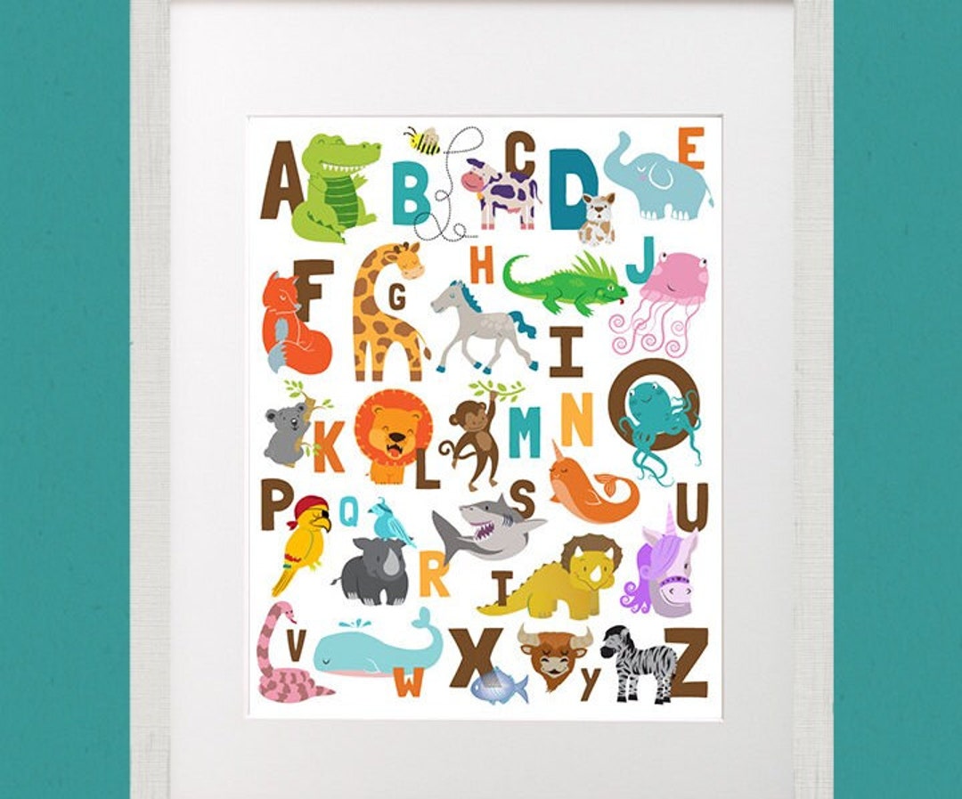 12 X16 Animal Illustrated Alphabet Abc's Poster Zoo, Jungle, Safari ...