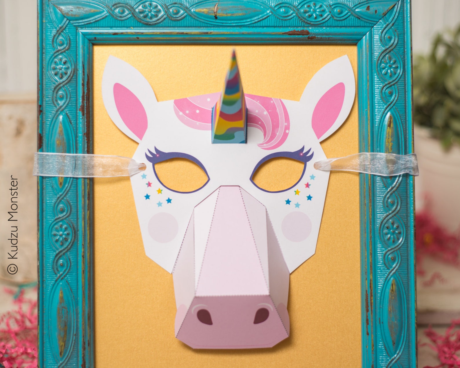 Printable Unicorn Paper Mask Rainbow Unicorn for Halloween or - Etsy