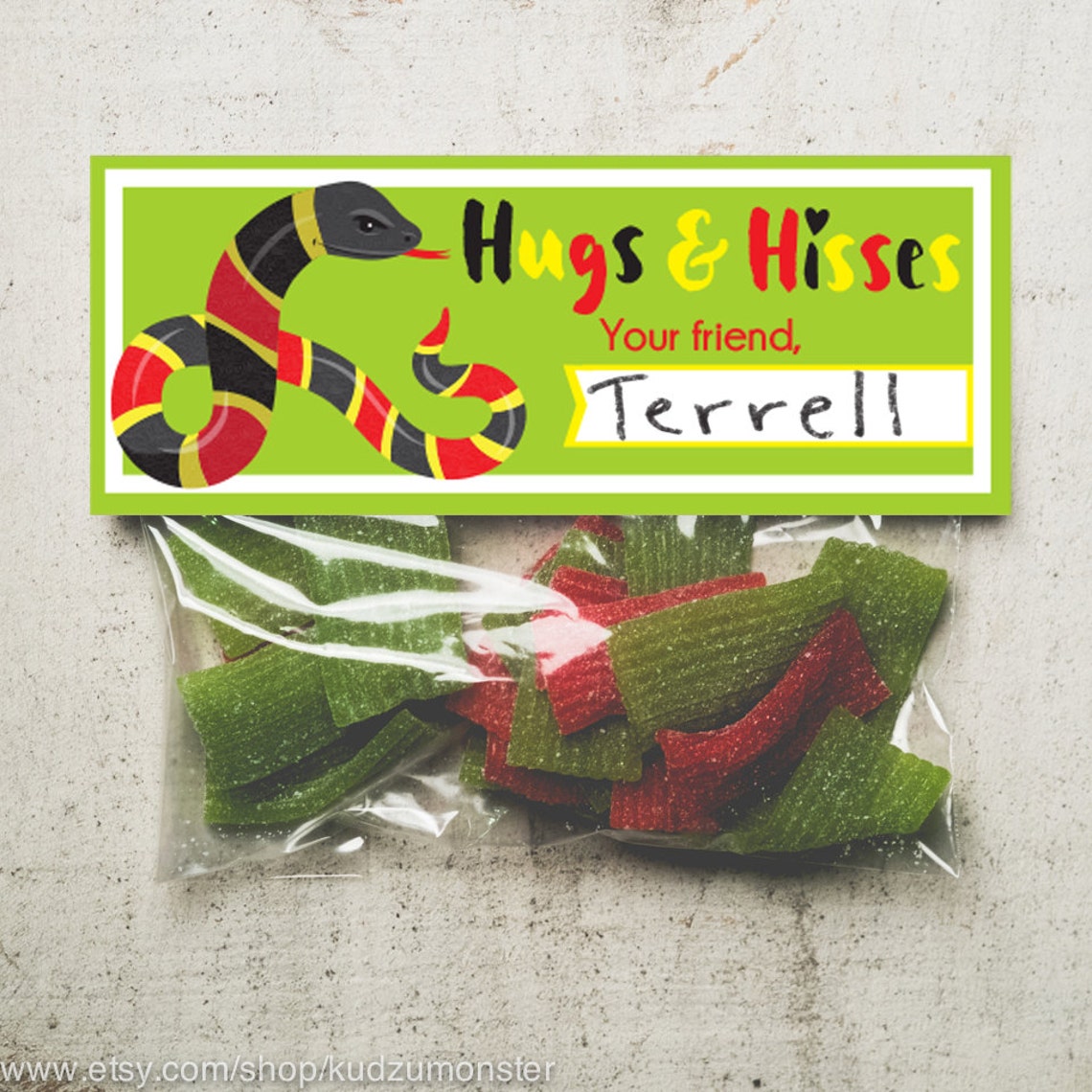INSTANT DOWNLOAD Hugs and Hisses Striped Coral Snake Valentine - Etsy