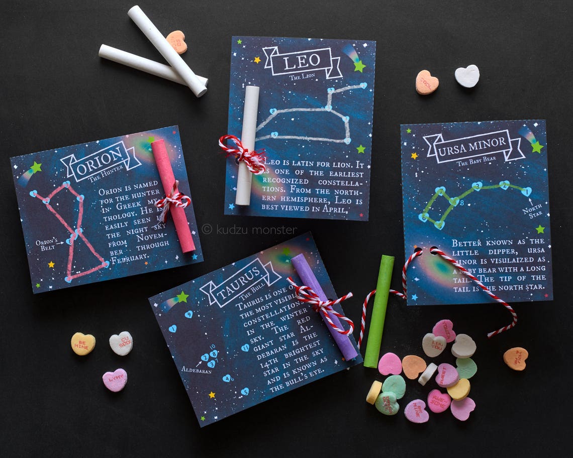 Constellation Valentines Science Astronomy Educational Printable Non ...